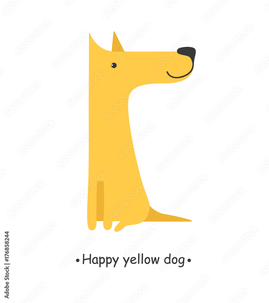 Happy yellow dog cartoon. Flat vector illustration Stock Vector | Adobe ...