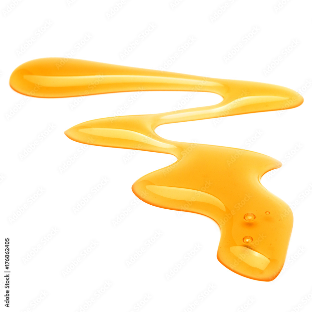 Sweet honey drips isolated on white background. Syrup droplet, nectar ...