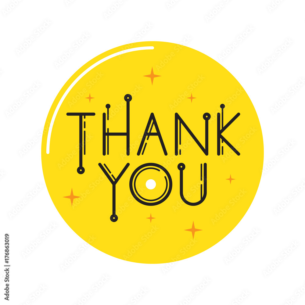 Thank you icon, vector lettering, yellow circle, vector illustration Stock Vector | Adobe Stock