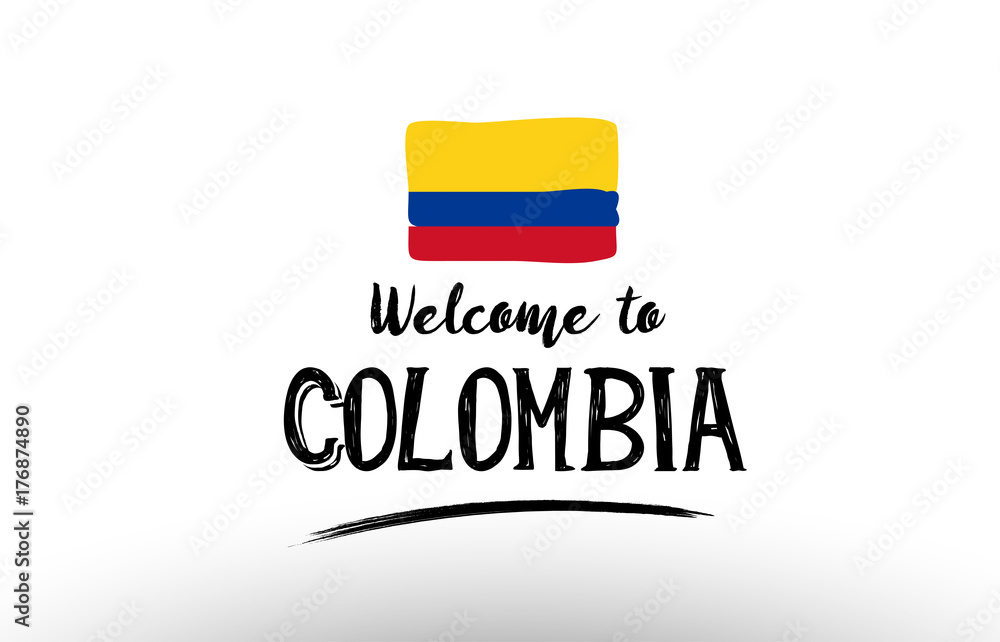 welcome to colombia country flag logo card banner design poster Stock ...