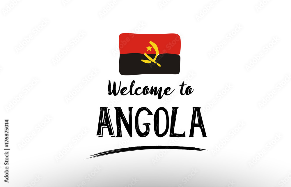welcome to angola country flag logo card banner design poster Stock ...