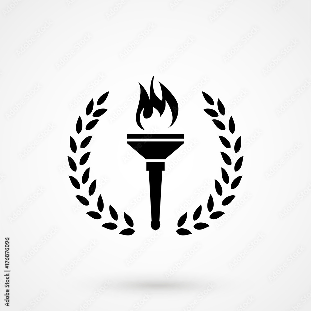 silhouette torch with laurel wreath vector illustration vector de Stock ... silhouette torch with laurel wreath vector illustration vector de Stock ...