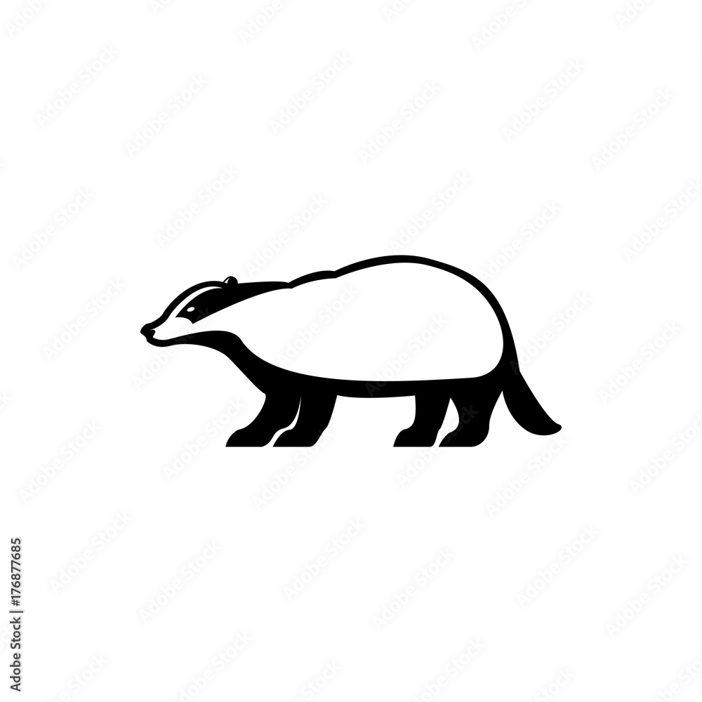 Vector badger silhouette view side for retro logos, emblems, badges ...