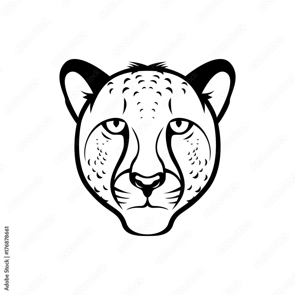 Vector cheetah head, face for retro hipster logos, emblems, badges ...