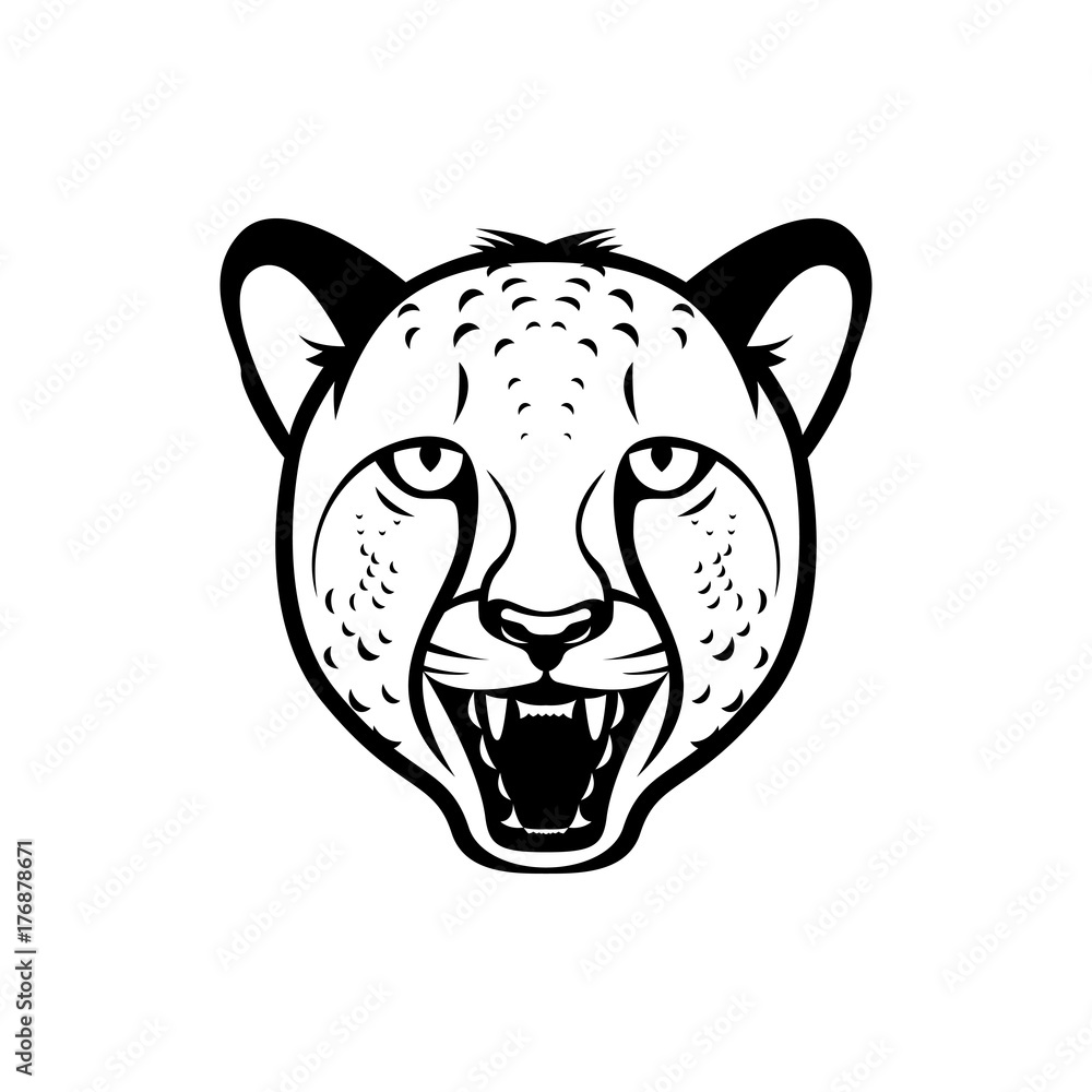 Vector cheetah head, face for retro hipster logos, emblems, badges ...