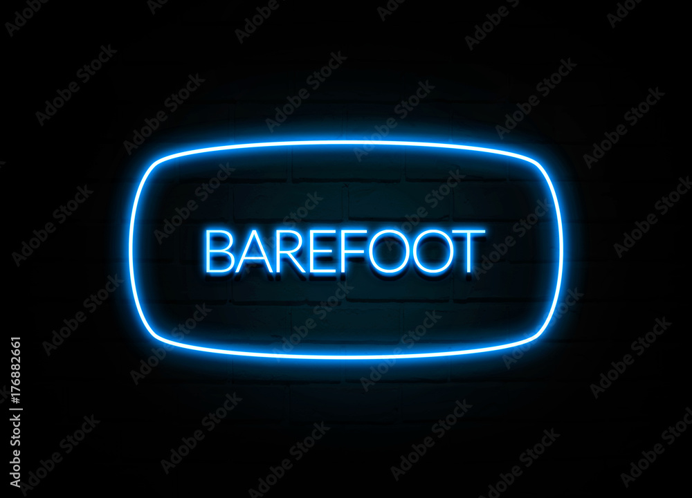 Barefoot - colorful Neon Sign on brickwall Stock Illustration | Adobe Stock