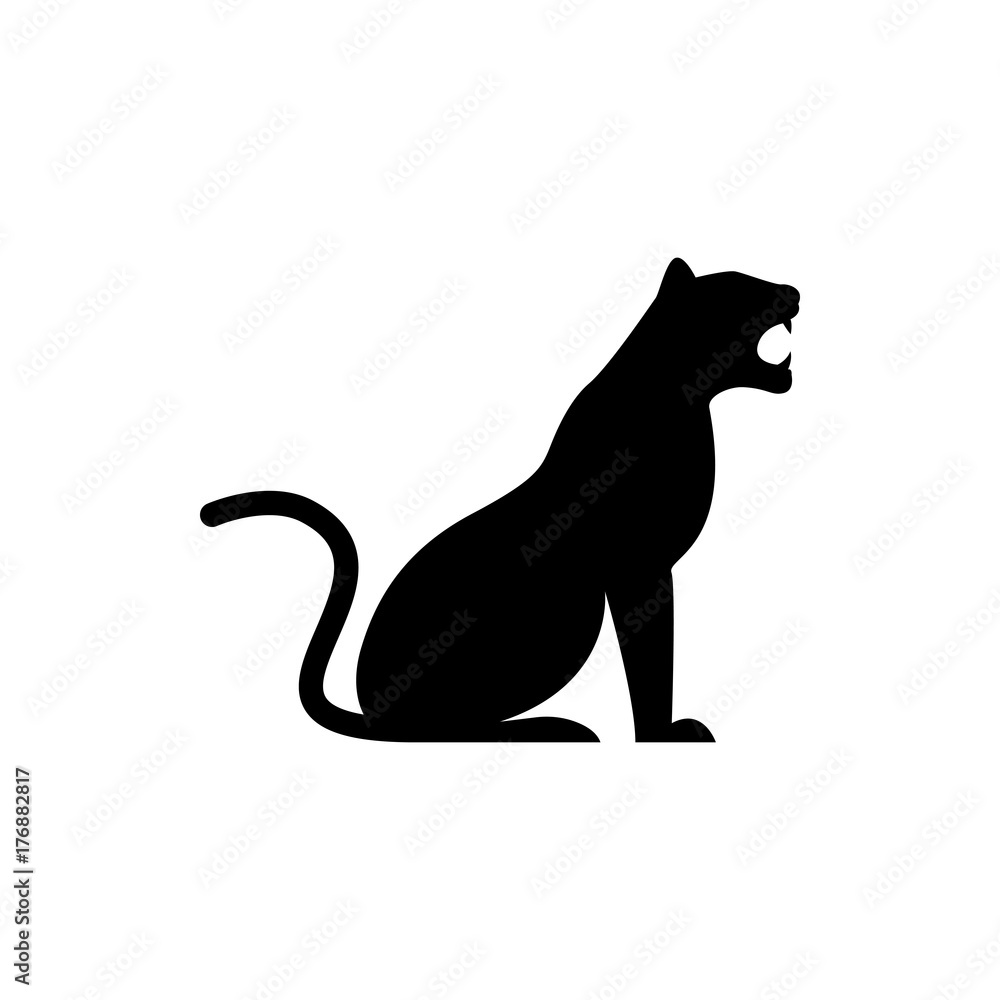 Vector tiger silhouette view side for retro logos, emblems, badges ...