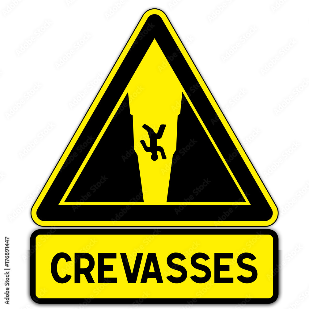 Panneau : danger crevasses Illustration Stock | Adobe Stock