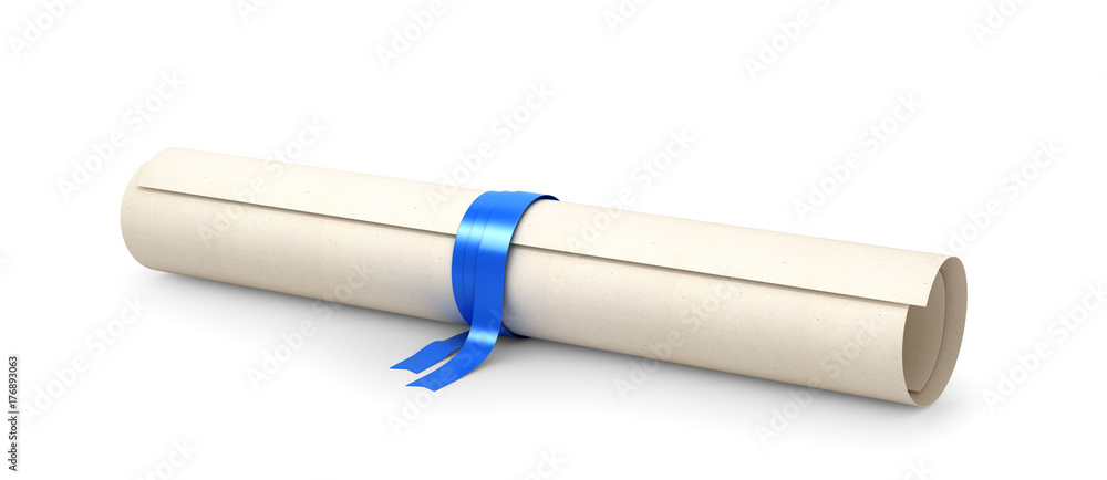 Rolled Diploma Blue Ribbon