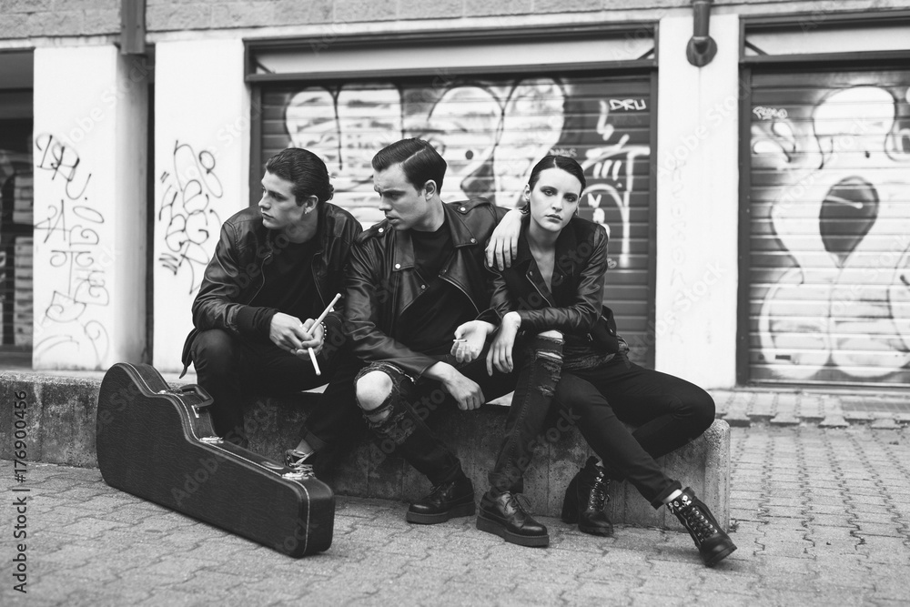 Punk rock band portrait in the street Stock Photo | Adobe Stock