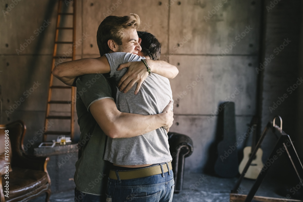 Affectionate friends greeting Stock Photo | Adobe Stock