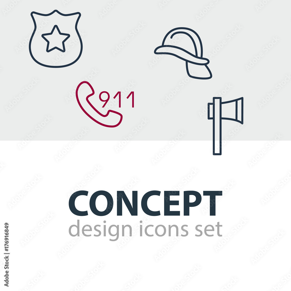 Vector Illustration Of 4 Necessity Icons. Editable Pack Of Badge, Ax ...