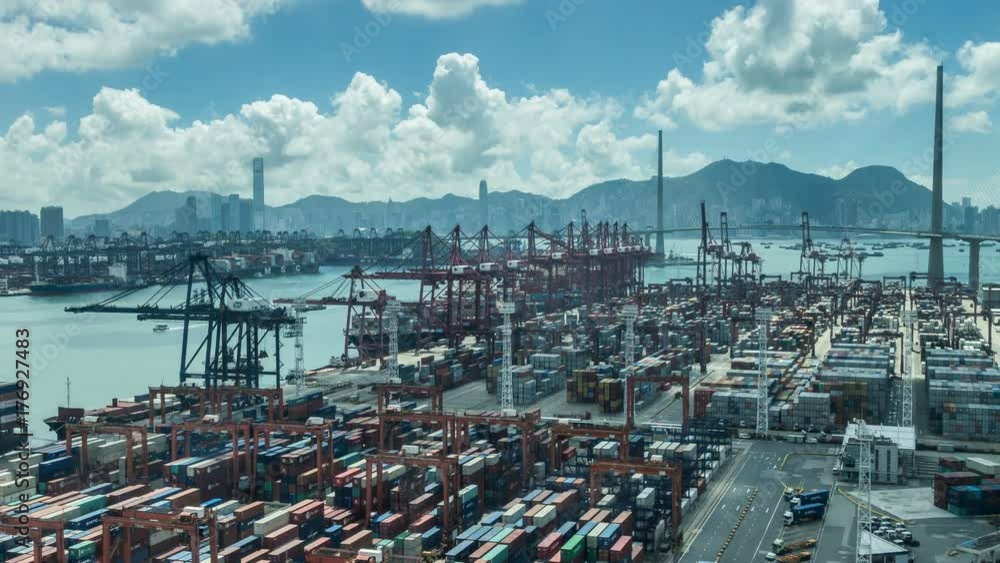 Time lapse of Hong Kong Container Terminal - Hong Kong Kwai Tsing ...