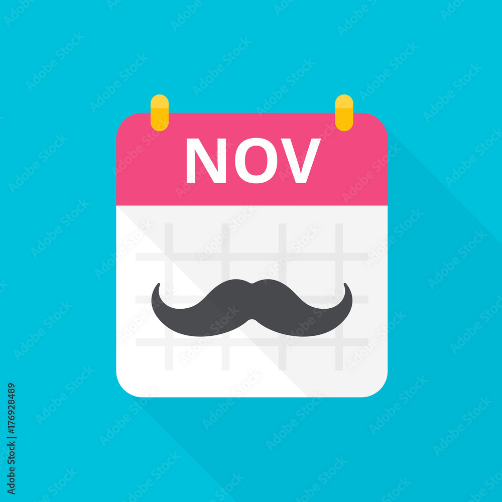 November cancer awareness month icon. Calendar with vintage black curly ...