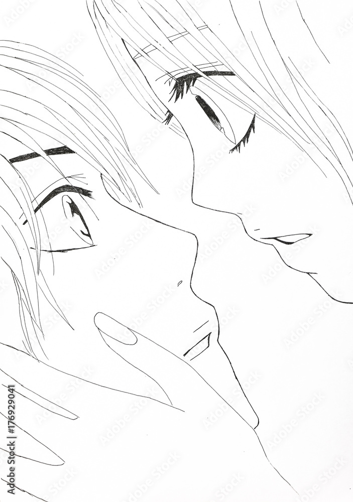Anime Girls Kissing Drawings