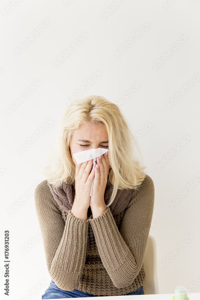 Girl having flu Stock Photo | Adobe Stock