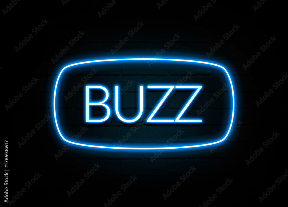 Buzz - colorful Neon Sign on brickwall Stock Illustration | Adobe Stock