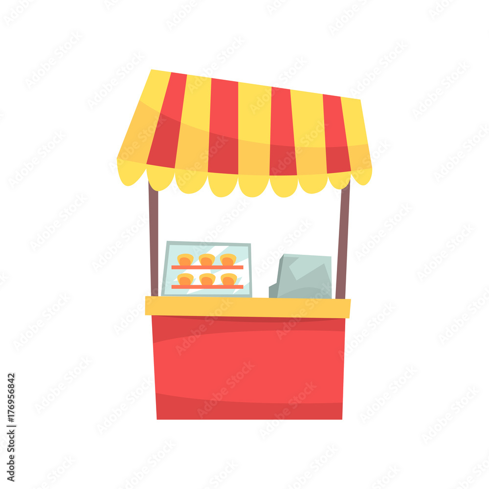 Food stall with cupcakes and sweets, fixed market stall for external ...