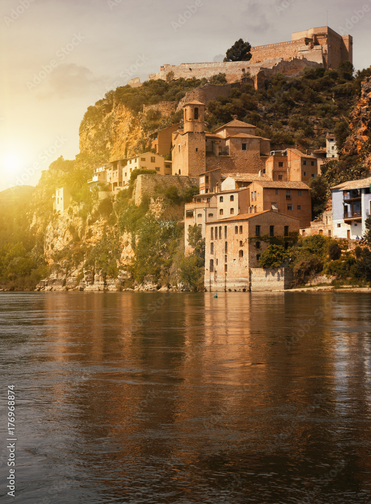 Miravet Castle is model of the Templar architecture Stock Photo | Adobe ...