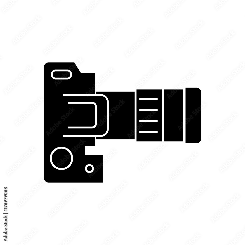 camera dslr top view icon, illustration, vector sign on isolated ...