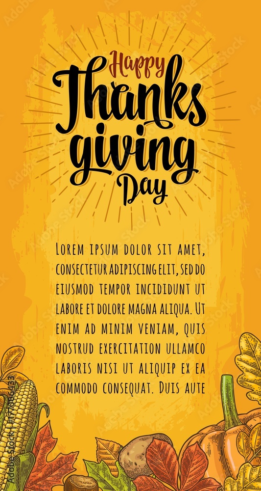 Poster with Happy Thanksgiving day calligraphy lettering. Vector ...