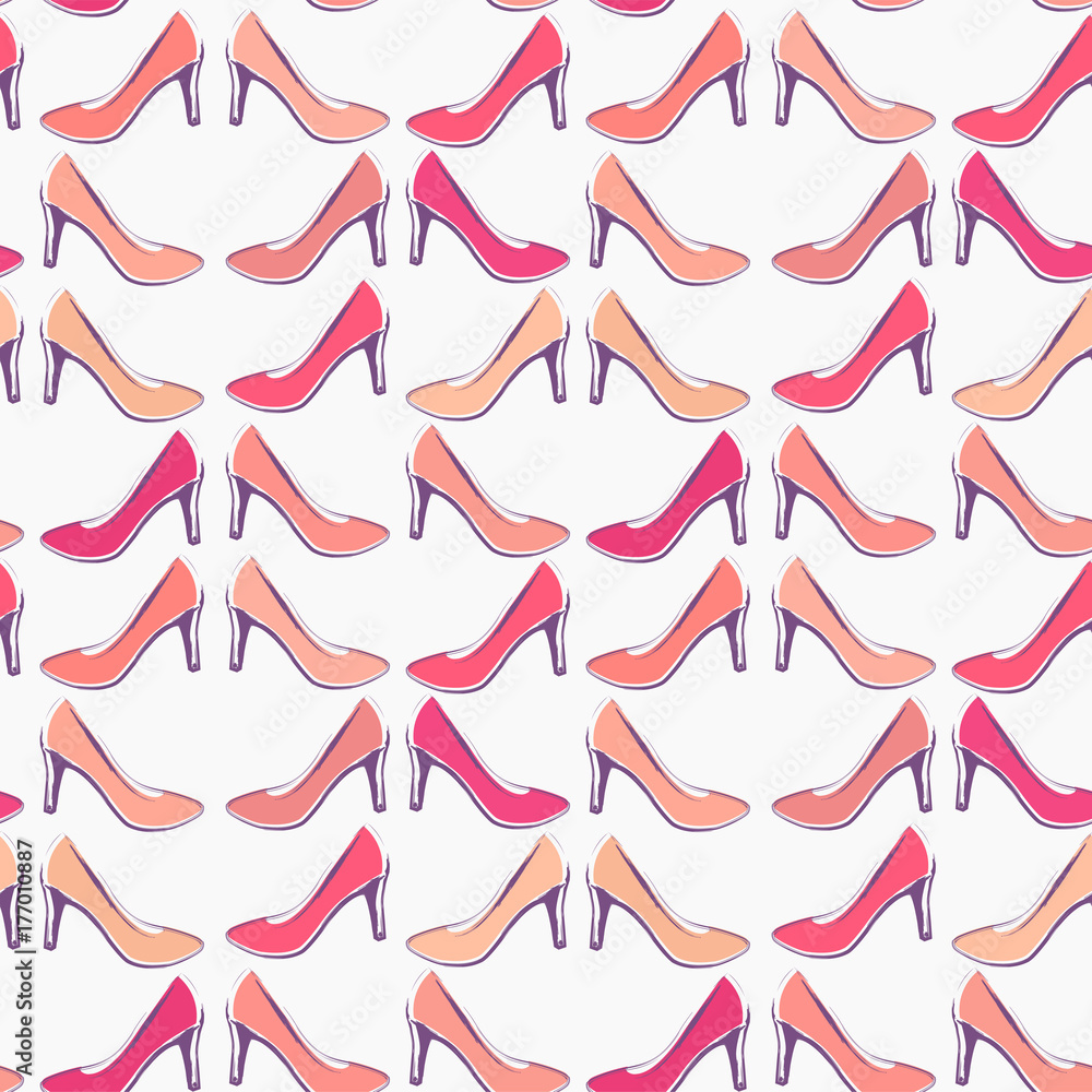 Seamless pattern with female high heel shoes, glamour fashionable ...