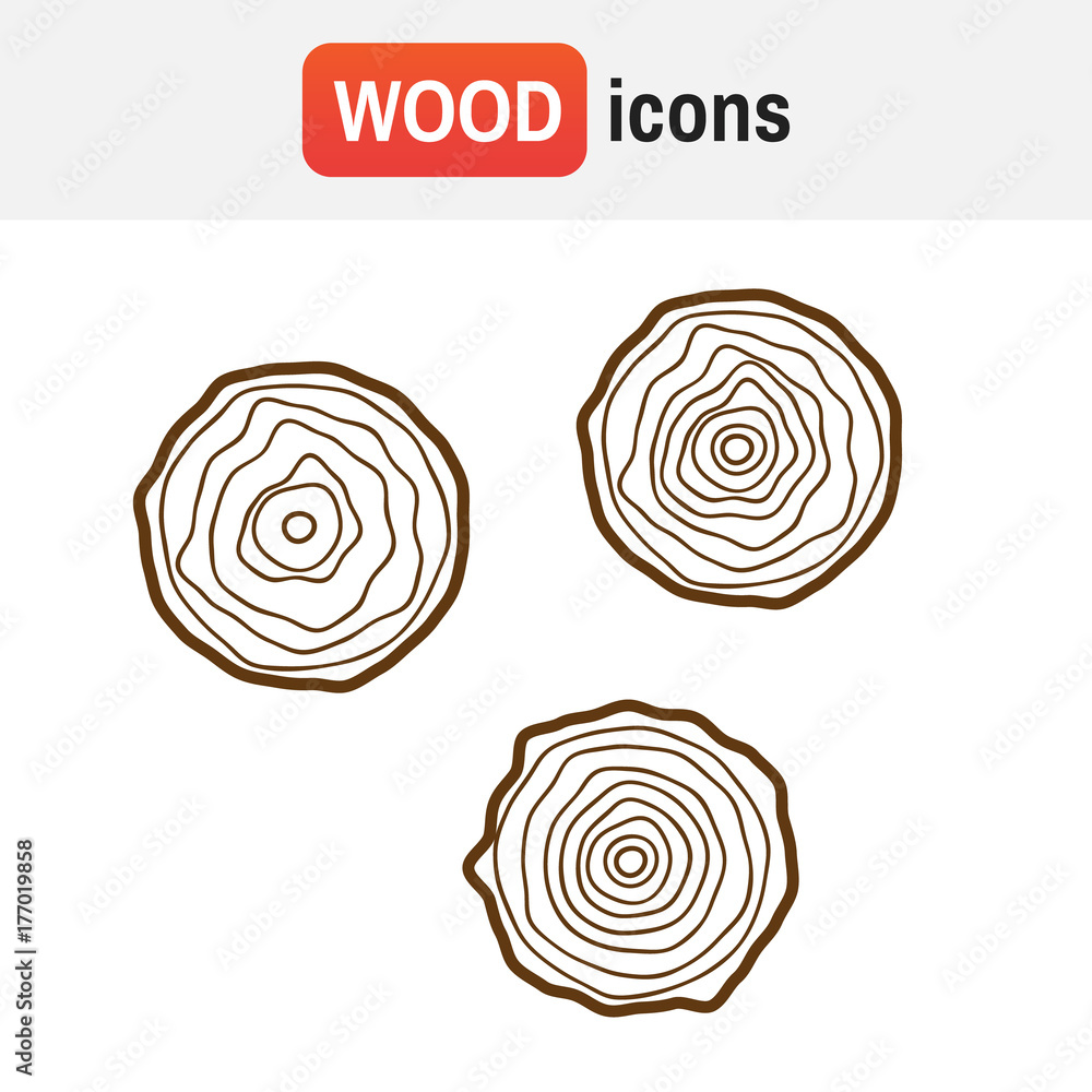 wood tree logo. Tree rings vector illustration. Tree rings vintage ...