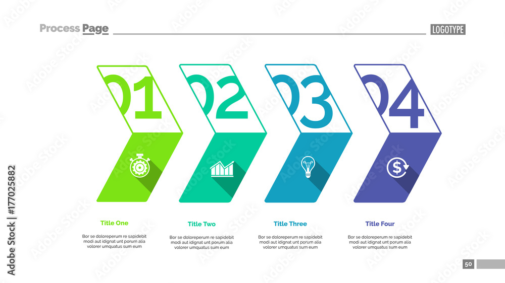 Four Stage Plan Slide Template Stock Vector | Adobe Stock