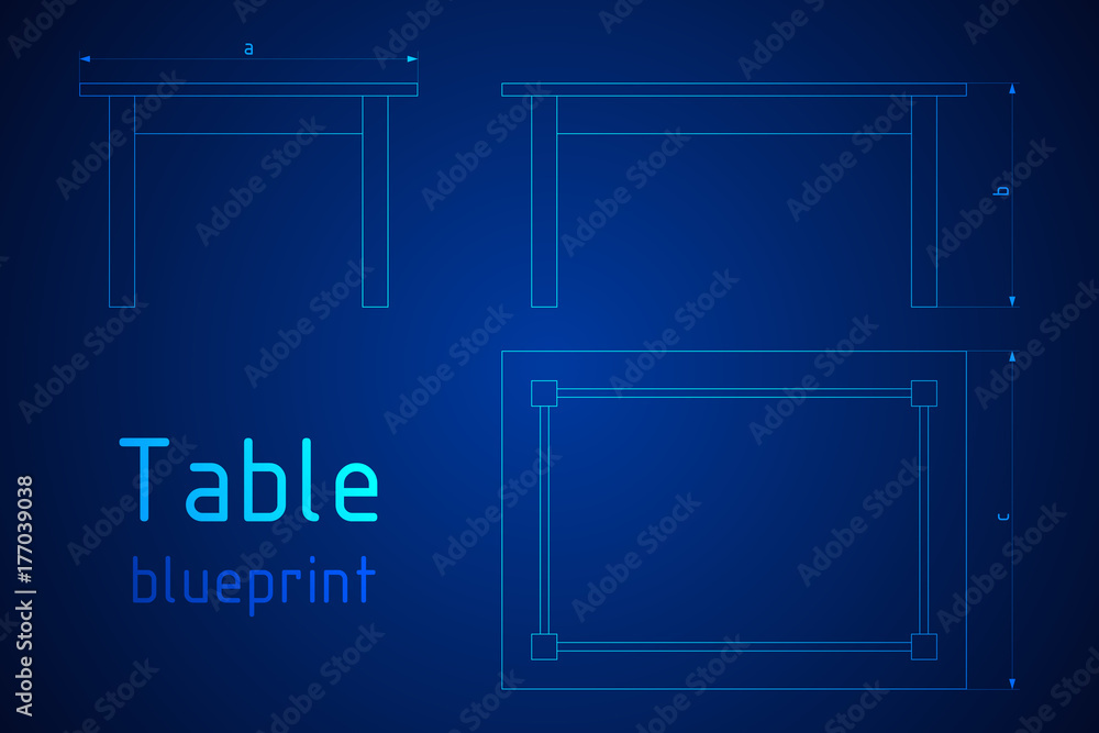 Table furniture wireframe blueprint. Linear outline pedestal vector ...