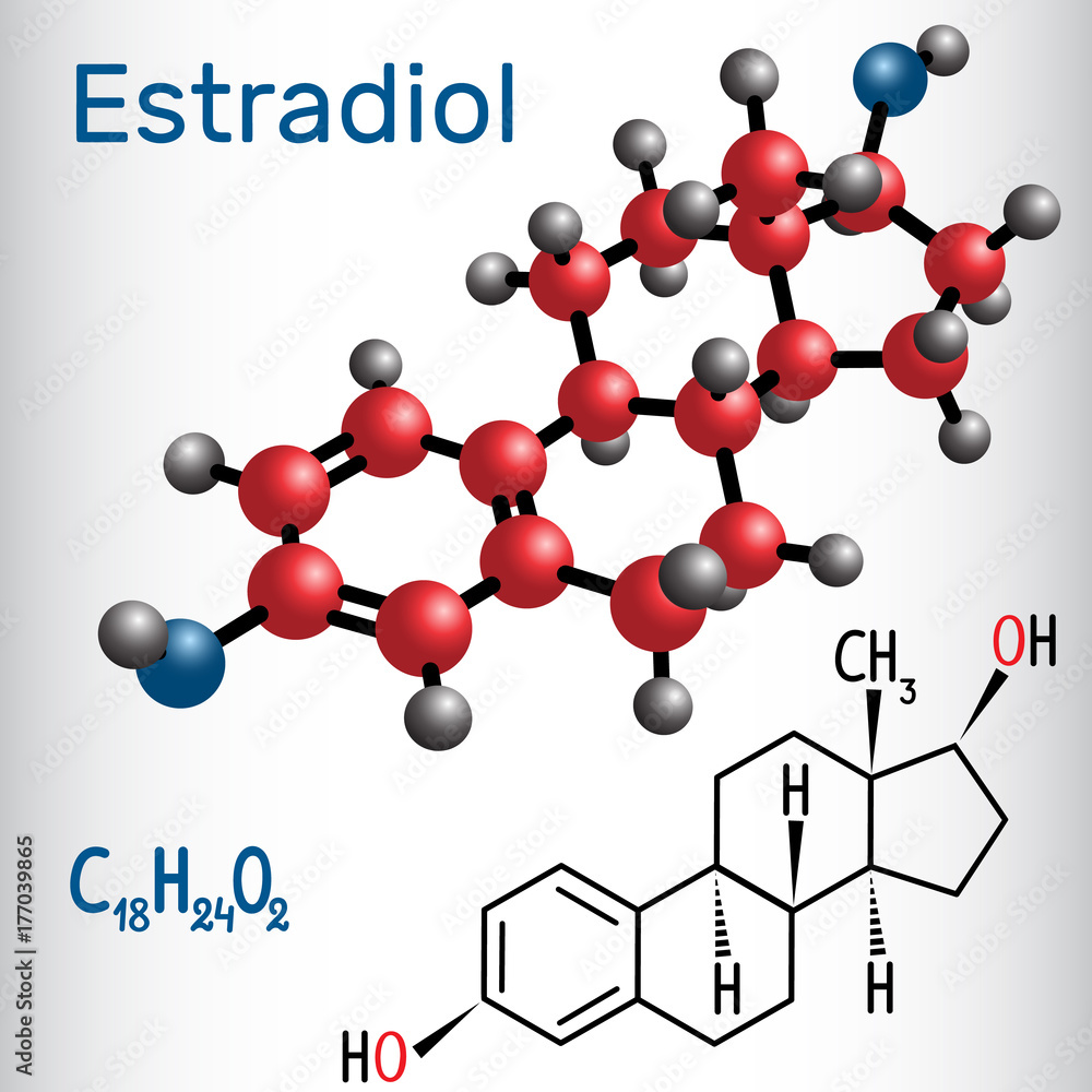 Estradiol E2 Estrogen Female Sex Hormone Structural Chemical