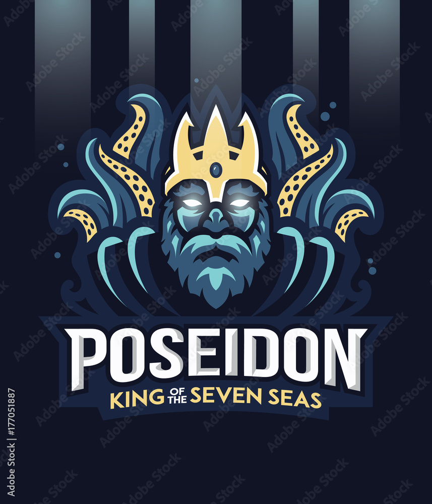 Poseidon greek god of the seven sea Stock Vector | Adobe Stock