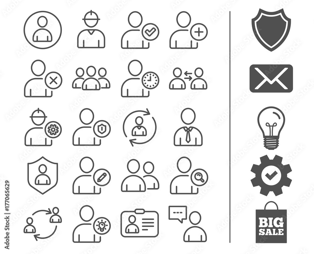 Users line icons. Profile, Group and Support. Stock Vector | Adobe Stock