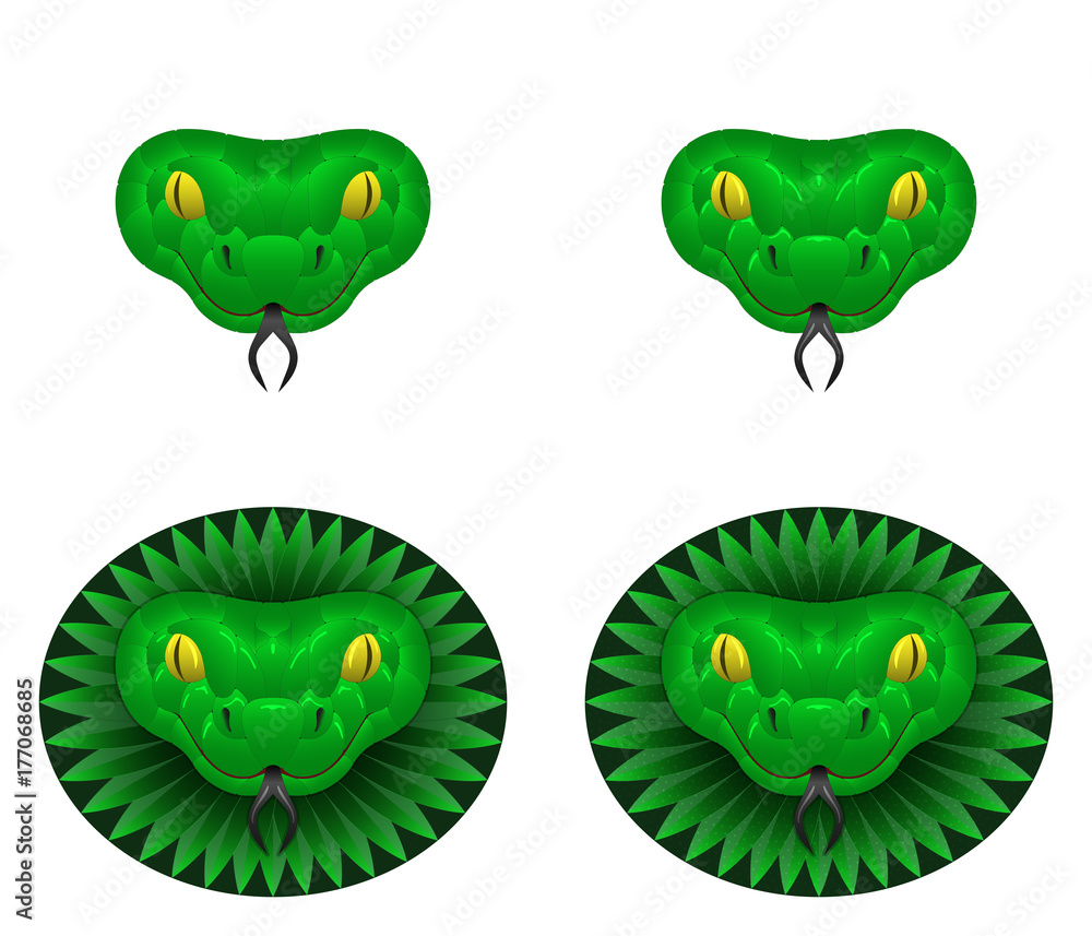 Green snake head, vector illustration of snake head Stock Vector ...