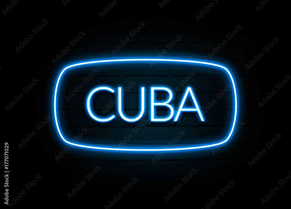 Cuba - colorful Neon Sign on brickwall Stock Illustration | Adobe Stock