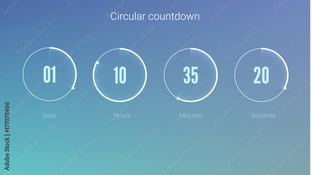 Part of the User interface, circular clock. Clock application, UI ...