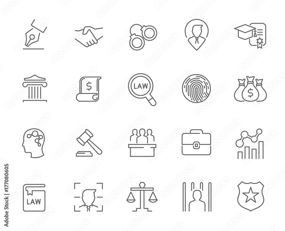 Line icons of law and lawyer services , Justice ,Business and people ...