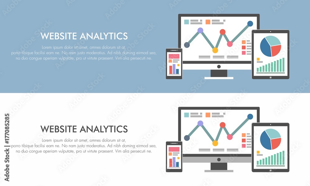 Website and Mobile Analytics Concept for Website Banner, Landscape ...