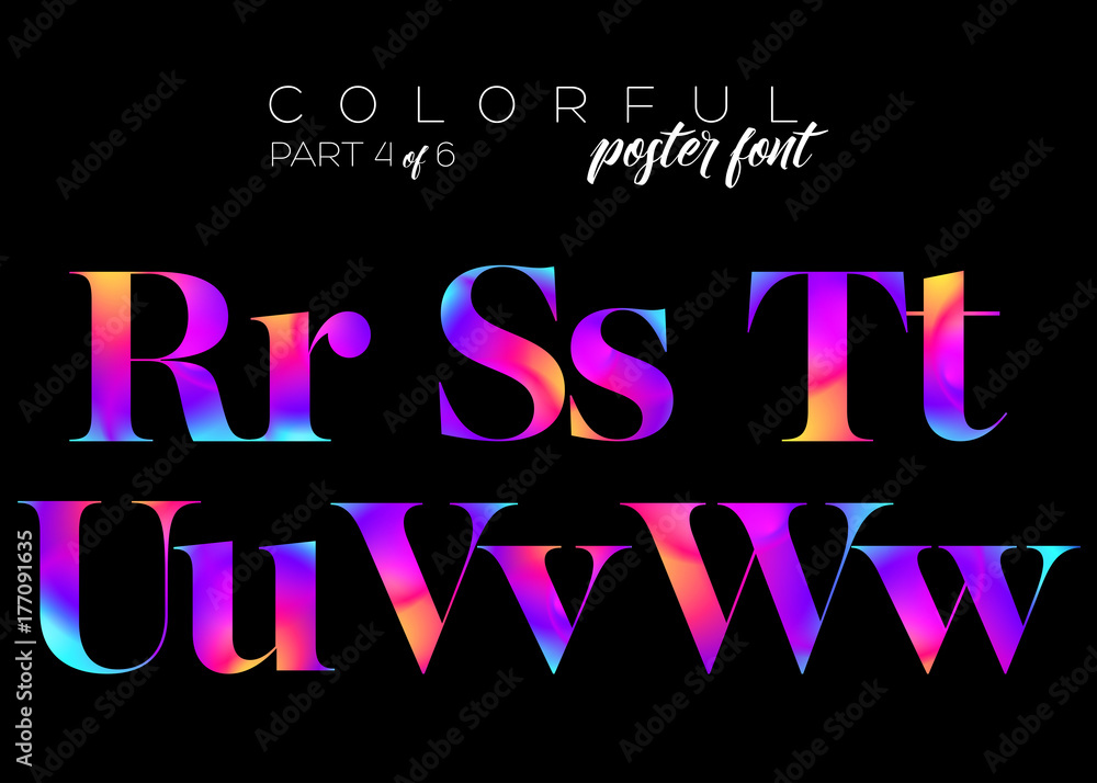 Colorful Bright Neon Typeset. Electric Pink, Purple, Blue Colors ...