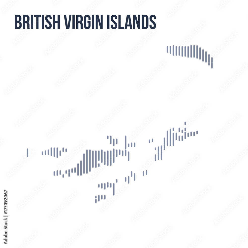 Vector abstract hatched map of British Virgin Islands with vertical ...