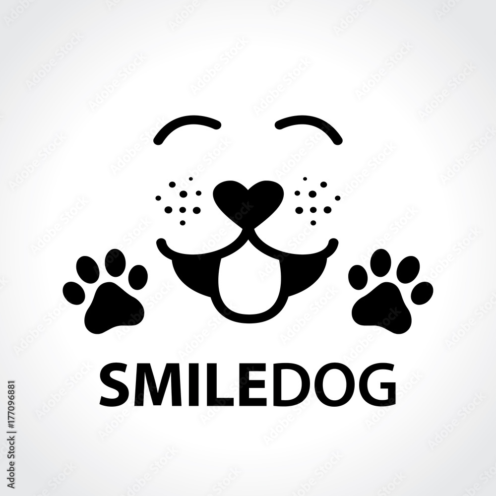 smile dog face with heart nose shape with paw Stock Vector | Adobe Stock