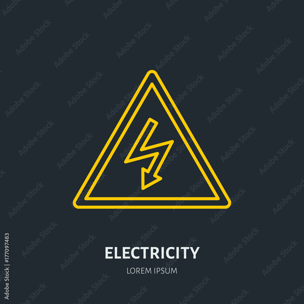Electricity flat line icon. High voltage danger sign. Warning ...