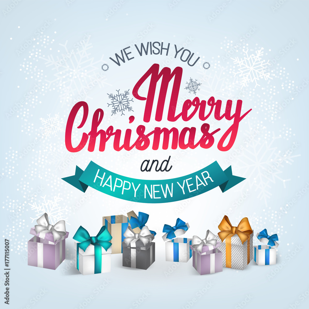 The handwritten phrase We wish you a Merry Christmas and happy New Year ...