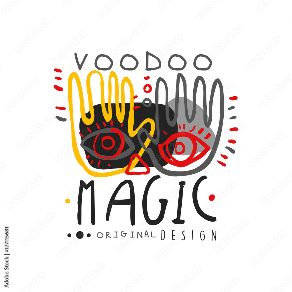 Voodoo African and American magic logo with hands and face Stock Vector ...