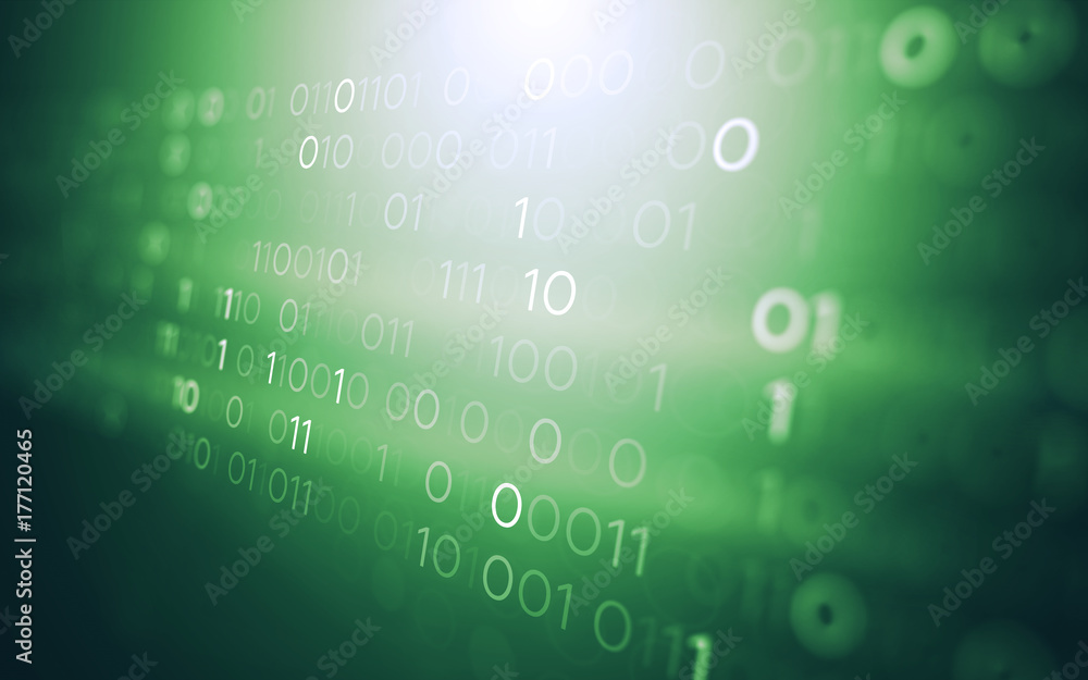 3D Abstract Futuristic Technology User Interface with Binary Code ...