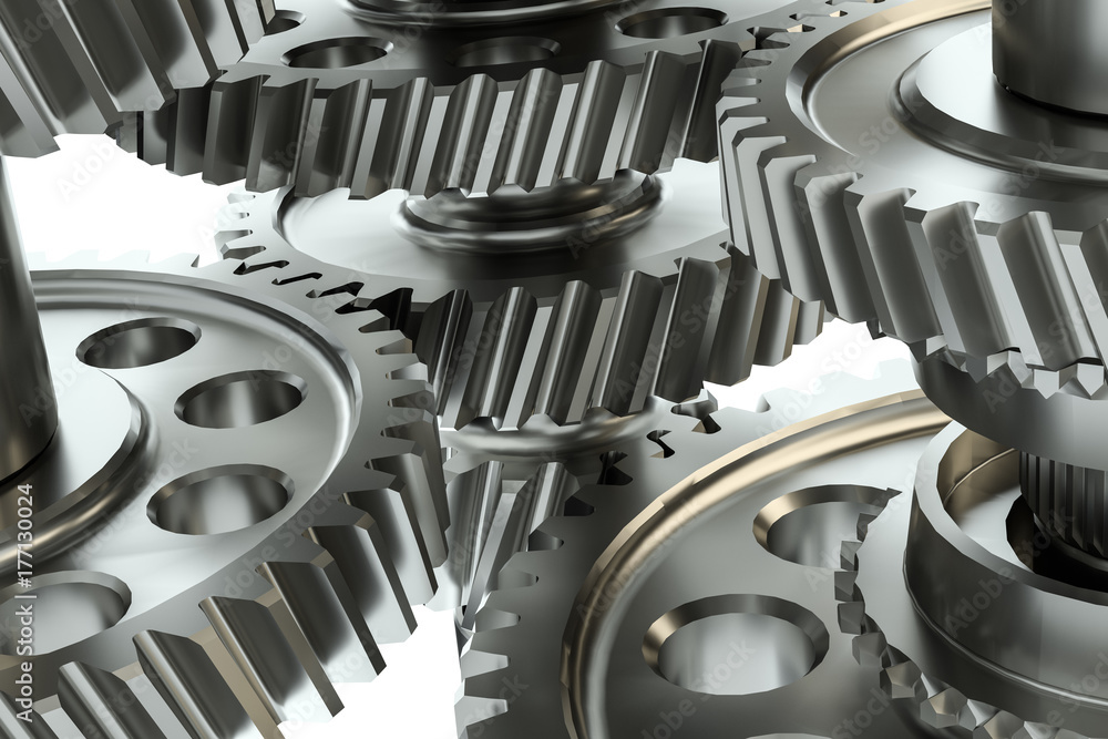 Large cog wheels in the motor. 3d illustration Stock Illustration ...