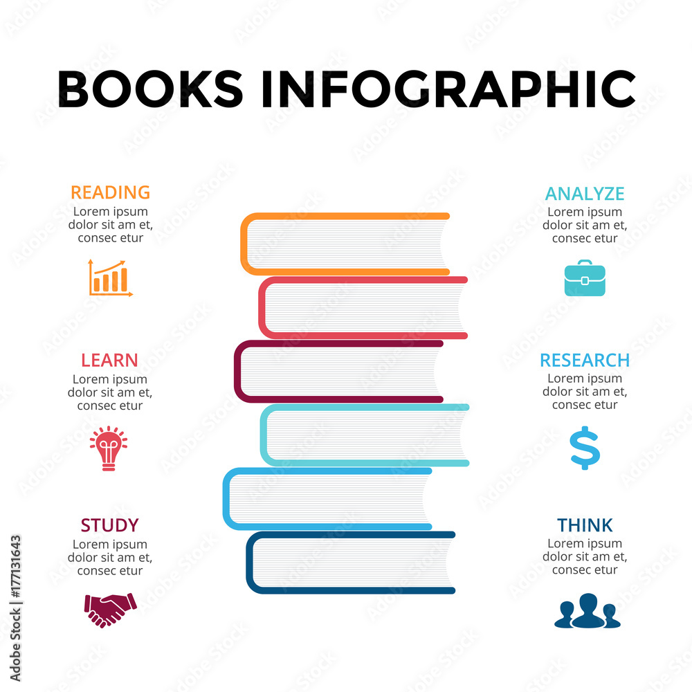 Vector books infographic, education diagram, knowledge chart, learn ...