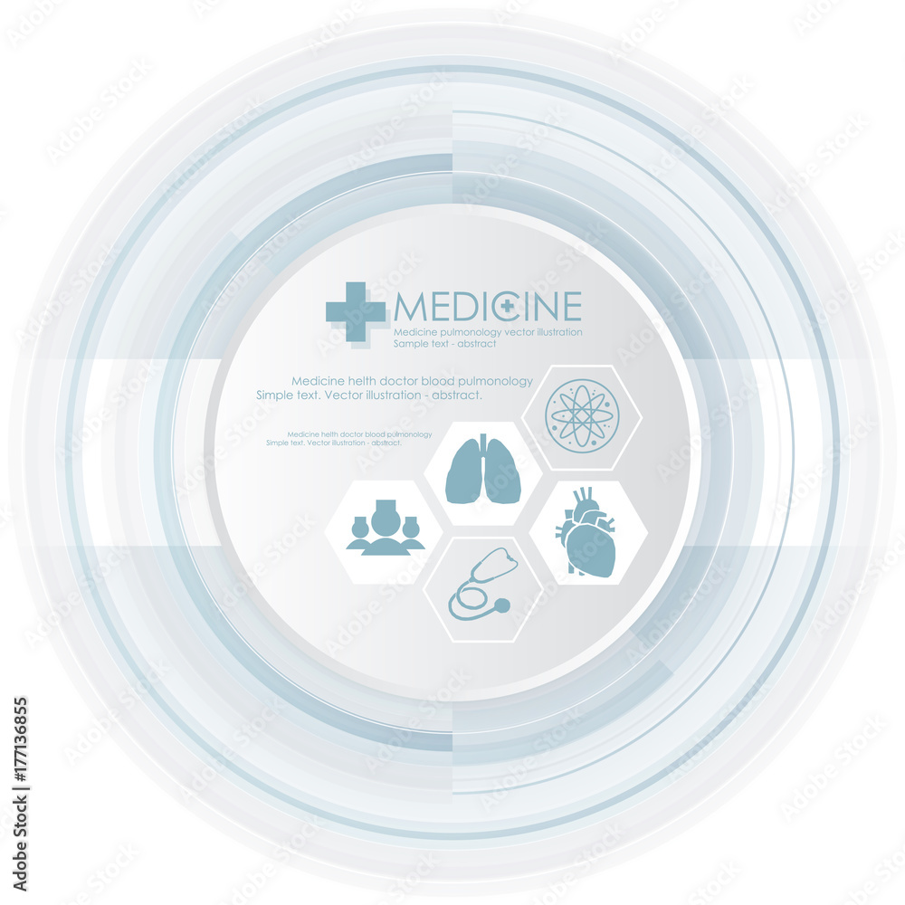 Medical care background with human heart and lungs. Medical clinic logo ...