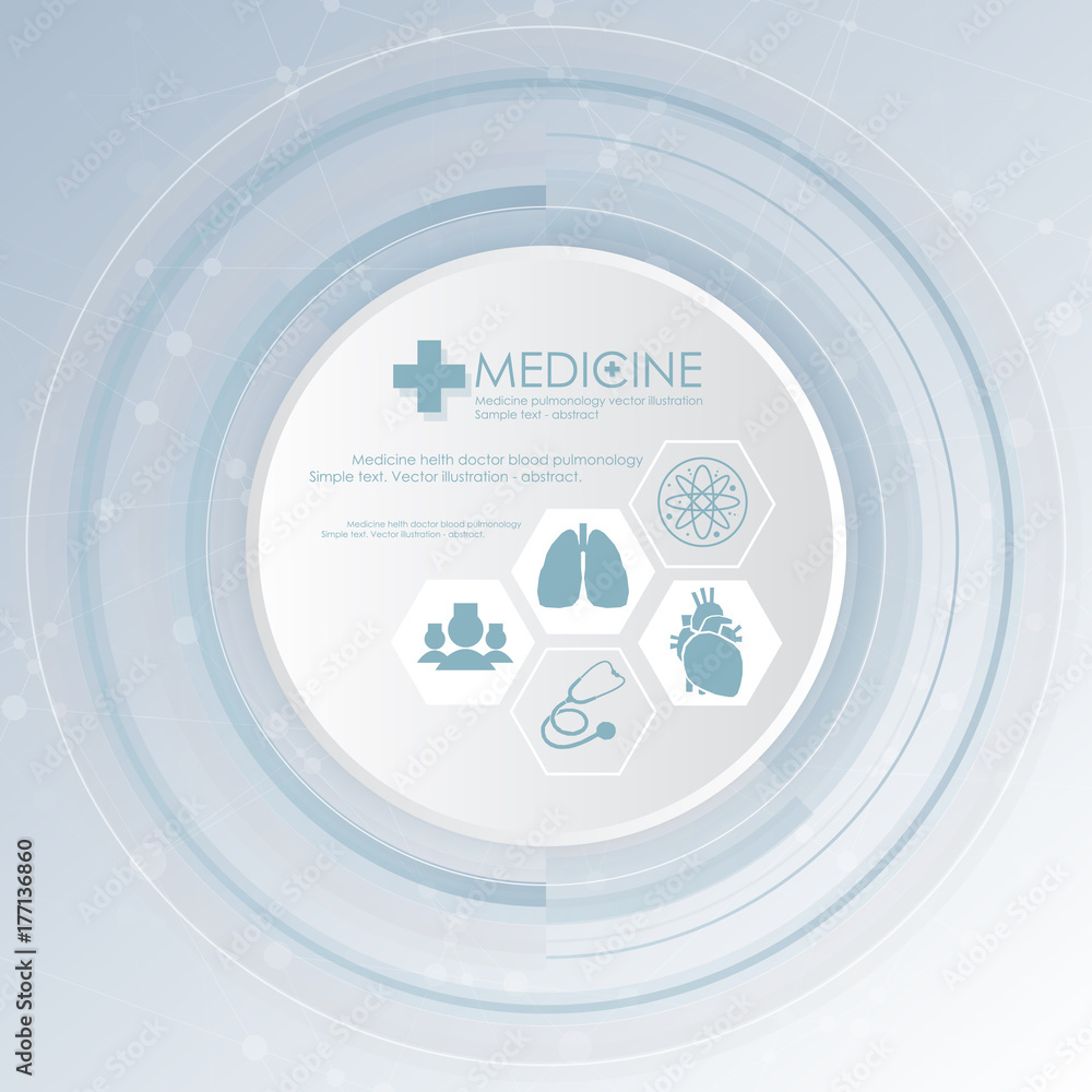 Medical care background with human heart and lungs. Medical clinic logo ...