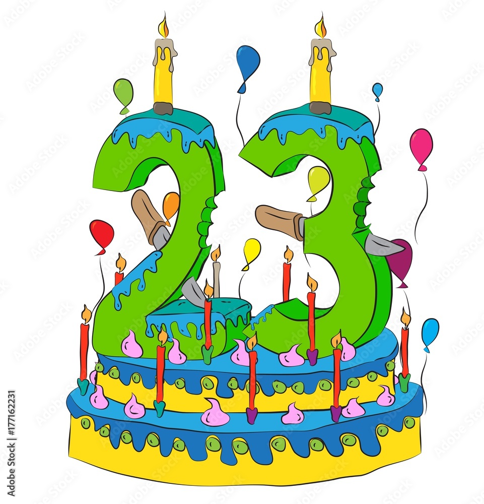 Birthday Cake With Number Twenty Three Candle, Celebrating Twenty-Third ...