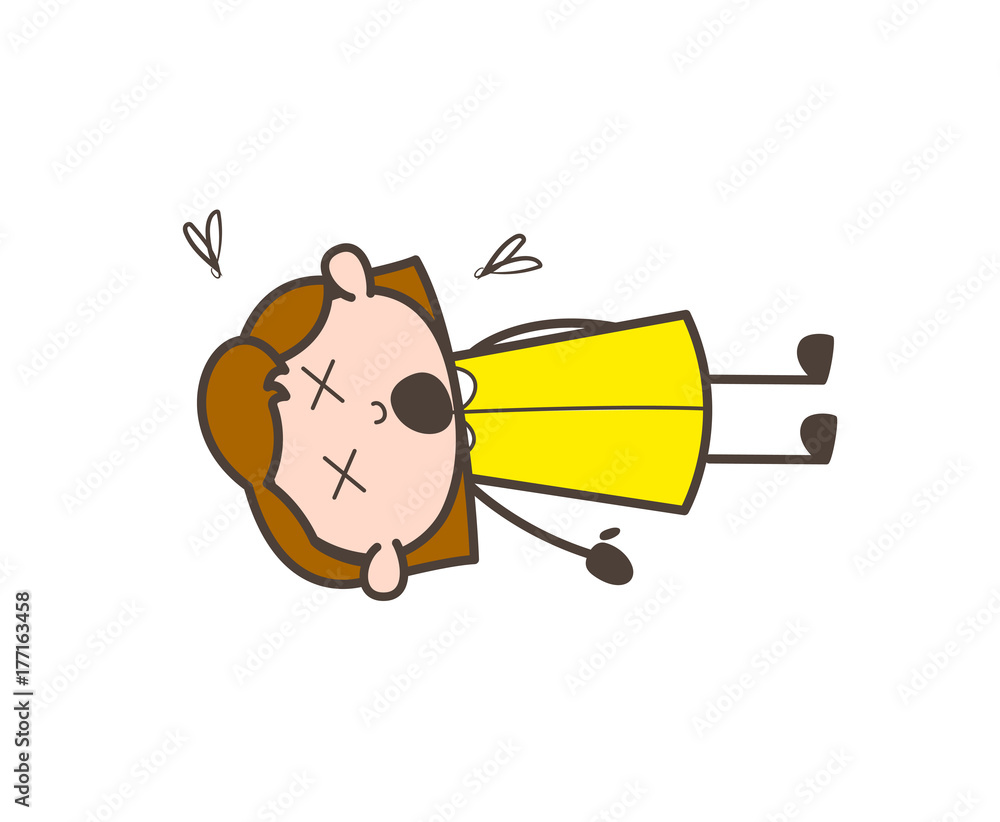 Dizzy-Face Woman Dead Body Vector Illustration Stock Vector | Adobe Stock